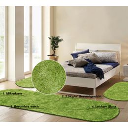 Hochflor-Bettumrandung Bruno Banani "Dana Teppich, Kundenliebling" Gr. 14, grün (olivgrün), H:30mm, Obermaterial: 100% Polyester, Bettumrandungen, unifarben, Mikrofaser, pflegeleicht, Bettvorleger, Schlafzimmer