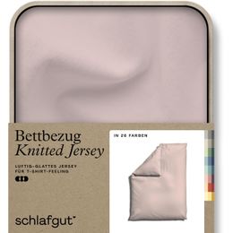 Bettbezug Schlafgut "Knitted Jersey uni, aus Bio-Baumwolle mit Elasthan, Reißverschluss", lila (lila light), L:200cm, Jersey, Obermaterial: 95% Baumwolle, 5% Elasthan, Bettbezüge, bügelfrei, Mix & Match Bettwäsche: passender Kissenbezug erhältlich