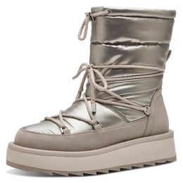 Winterboots Tamaris, Damen, Gr. 37, champagne, Lederimitat, Textil, glänzend, Schuhe, Plateau, Winterboots, mit hochwertiger Duo-Tex-Ausstattung