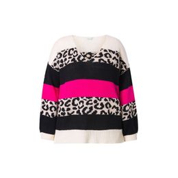 MIAMODA Pullover Damen Gr&ouml;&szlig;e XXL/XXXL beige / neonpink / schwarz