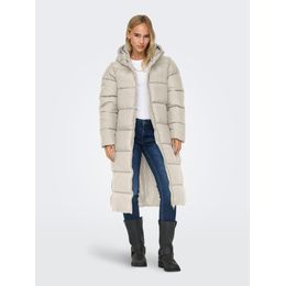 Steppmantel Only "ONLMONTANA LONG PUFFER JACKET NOOS OTW", Damen, Gr. L, silber lining, Steppware, Obermaterial: 100% Polyester, unifarben, regular fit, Mäntel