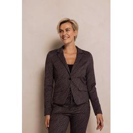 Kurzblazer Zhrill "ZHBETSY", Damen, Gr. L, grau, Web, Obermaterial: 78% Polyester, 18% Viskose, 4% Elasthan, bedruckt, tailliert taillenlang, Rundhals, Blazer, grafisches Allover-Muster, tailliert