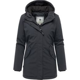Softshellmantel Ragwear "Navanuti", Damen, Gr. L (40), dunkelgrau, Obermaterial: 96% Polyester, 4% Elasthan, Innenfutter: 100% Polyester, Wattierung: 100% Polyester, tailliert Po-bedeckend, hoch geschlossener Ausschnitt, Ärmel ohne Ärmelschlitz Rippbündchen, Mäntel, Wasserdichter Übergangsmantel mit Kapuze