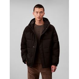 Steppjacke Calvin Klein Jeans, Herren, Gr. L, schwarz, Web, Obermaterial: 88% Polyester, 10% Polyamid, 2% Elasthan, unifarben, regular fit normal, hoch geschlossener Ausschnitt, elastischer Bund, Jacken, Kapuze, regular fit, wattiert