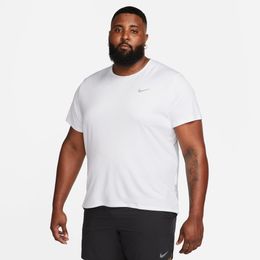 Laufshirt Nike "M NK DF UV MILER SS", Herren, Gr. L, weiß (weiß, reflective silv), Obermaterial: 100% Polyester, normal, Shirts