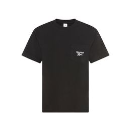 T-Shirt Reebok "LEX SMALL LOGO CRW SS POCKET TEE", Damen, Gr. L, schwarz, Obermaterial: 100% Baumwolle, normal, Rundhals, Shirts