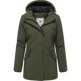 Softshellmantel Ragwear "Navanuti", Damen, Gr. L (40), olivgrün, Obermaterial: 96% Polyester, 4% Elasthan, Innenfutter: 100% Polyester, Wattierung: 100% Polyester, tailliert Po-bedeckend, hoch geschlossener Ausschnitt, Ärmel ohne Ärmelschlitz Rippbündchen, Mäntel, Wasserdichter Übergangsmantel mit Kapuze
