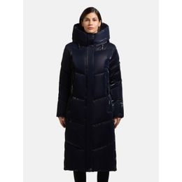 Wintermantel Khujo "Pulset Shiny", Damen, Gr. L (40), nachtblau, Obermaterial: 100% Polyester, Innenfutter: 100% Polyester, Wattierung: 100% Polyester, Ärmelfutter: 100% Polyester, gerade knieumspielend, hoch geschlossener Ausschnitt, Ärmel ohne Ärmelschlitz normaler Saum, Mäntel, Winter Steppmantel aus einem auffällig glänzendem Material
