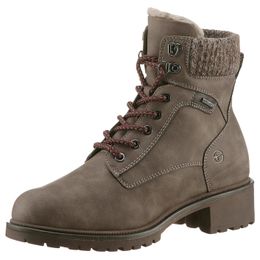 Winterboots Tamaris, Damen, Gr. 41, braun, Nubuklederimitat, Textil, used, Schuhe Winterboots, Blockabsatz, Schn&uuml;rboots, Winterstiefelette mit Duo Tex-Ausstattung
