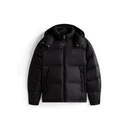 Steppjacke Tommy Jeans "ALASKA DOWN PUFFER", Herren, Gr. L, schwarz, Web, Obermaterial: 100% Polyester, unifarben, regular fit normal, Rundhals, eingesetzt gerader Abschluss, Jacken, Übergangsjacke Regular fit mit abnehmbarer Kapuze