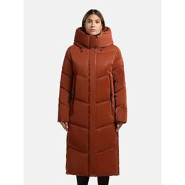 Wintermantel Khujo "Pulset Shiny", Damen, Gr. L (40), sandstein, Obermaterial: 100% Polyester, Innenfutter: 100% Polyester, Wattierung: 100% Polyester, Ärmelfutter: 100% Polyester, gerade knieumspielend, hoch geschlossener Ausschnitt, Ärmel ohne Ärmelschlitz normaler Saum, Mäntel, Winter Steppmantel aus einem auffällig glänzendem Material