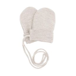 Fäustlinge MaxiMo, Mädchen, Gr. 1, weiß (wollweiß), Strick, Wolle, Handschuhe, mit Merinowolle, weich gefüttert, Halteband