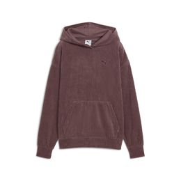 Kapuzensweatshirt Puma "ESS ELEVATED COMFORT VELOUR RIB HOODIE", Damen, Gr. S, raisin, Obermaterial: 68% Baumwolle, 32% Polyester, unifarben, comfort fit normal, Rundhals, Sweatshirts