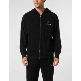 Kapuzensweatjacke Plein Sport "Kapuzen-Sweatjacket", Herren, Gr. XL, schwarz (02, schwarz), Obermaterial: 47% Polyester, 38% Viskose, 15% Elasthan, Sweatjacken