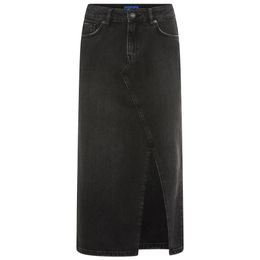 Jeansrock HUGO BLUE "Goja", Damen, Gr. XL, schwarz 003, Denim/Jeans, Obermaterial: 99% Baumwolle, 1% Elasthan, unifarben, regular fit ca. Mitte Wade, Röcke, in Midi-Länge, mit asymmetrischem Schlitz