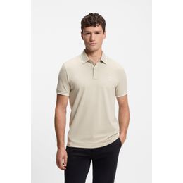 Poloshirt BOSS Orange "Passertip", Herren, Gr. L, beige (light beige271), Piqué, Obermaterial: 95% Baumwolle, 5% Elasthan, unifarben, slim fit hüftbedeckend, V-Ausschnitt, eingesetzt Bündchen, Shirts, mit BOSS Logo-Badge