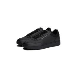 Tommy Hilfiger Herren Sneaker "TH BASKET CORE LTH", Gr. 44schwarz, Leder, Lederimitat, Textil, Schuhe, Freizeitschuh, Halbschuh, Schn&uuml;rer,