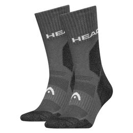 Socken Head "Head HIKING ALL CLIMATES CREW 2P", Damen, Gr. 43-46, grau, Materialmix, unifarben mit Farbeinsatz, Socken Socken, mit Logostickerei