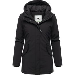 Softshellmantel Ragwear "Navanuti", Damen, Gr. XXL (44), schwarz, Obermaterial: 96% Polyester, 4% Elasthan, Innenfutter: 100% Polyester, Wattierung: 100% Polyester, tailliert Po-bedeckend, hoch geschlossener Ausschnitt, Ärmel ohne Ärmelschlitz Rippbündchen, Mäntel, Wasserdichter Übergangsmantel mit Kapuze