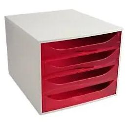 Exacompta Classic Schubladenbox Kunststoff Grau, Rot 4 Schübe 28,4 x 34,8 x 23,4 cm DIN A4+