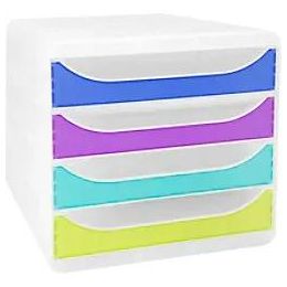 Exacompta Chromaline Schubladenbox Kunststoff Farbig sortiert 4 Schübe 27,8 x 34,7 x 26,7 cm DIN A4+