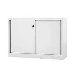 Bisley Schiebetürenschrank ECO, 1 Fachboden, 2 OH, Farbe lichtgrau, H 839 x B 1200 x T 430 mm