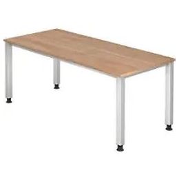 Hammerbacher Q Series VQS Höhenverstellbar Schreibtisch Rechteckig Walnuss 4 Metallfüße 1.800 (B) x 800 (T) x 810 (H) mm Spanplatte, Stahl