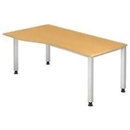 Hammerbacher VQS Höhenverstellbar Schreibtisch Freiform Buche 4 Metallfüße 1.800 (B) x 1.000 (T) x 810 (H) mm Spanplatte, Stahl
