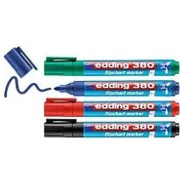 Edding 380 Flipchart-Marker Mittel Rundspitze 1,5 - 3 mm Farbig sortiert Nachfüllbar Wasserbeständig 4 Stück