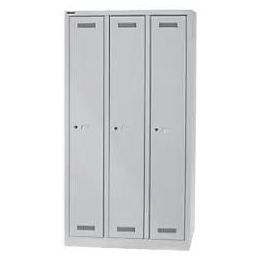 Bisley MonoBloc Silber Garderobenschrank 1 Tür 3 abteile Schlüssel 900 x 500 x 1.700 mm Hellgrau