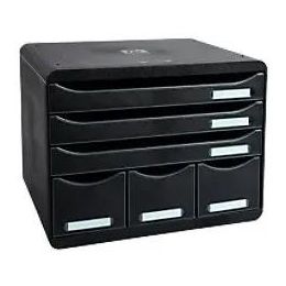 Exacompta ECOBlack Schubladenbox Kunststoff Schwarz 6 Schübe 35,5 x 27 x 27,1 cm DIN A4+