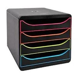 Exacompta Black Office Schubladenbox Kunststoff Farbig sortiert 4 Schübe 27,8 x 34,7 x 26,7 cm DIN A4+