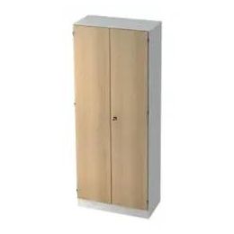 Hammerbacher Schrank Melamin 5 Fachb&ouml;den abschlie&szlig;bar 800 x 420 x 2.004 mm Eiche Wei&szlig;