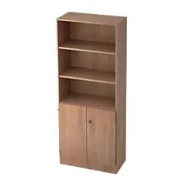 Hammerbacher Schrank Melamin 5 Fachb&ouml;den Abschlie&szlig;bar 800 x 420 x 2.004 mm Walnuss Braun