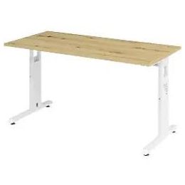 Hammerbacher VOS Höhenverstellbar Schreibtisch Eiche C-Fuß 1.400 (B) x 672 (T) x 850 (H) mm Spanplatte, Stahl