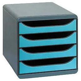 Exacompta Classic Schubladenbox PS (Polystyrol) Blau, Grau 4 Schübe 34,7 x 26,7 x 27,8 cm DIN A4+
