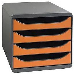 Exacompta Schubladeneinheit PS (Polystyrol) Orange, Schwarz 4 Schübe 27,8 x 34,7 x 26,7 cm