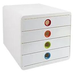 Exacompta Schubladenbox Pop-Box 314398D A4+ Weiß, farbig sortiert 27,8 x 34,7 x 26,7 cm