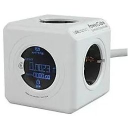 ALLOCACOC 8910 / DEEXMO PowerCube Steckdosenwürfel mit Energieverbrauchsmonitor 4 Steckdosen 1,5 m Weiß, Grau