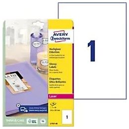 Avery Zweckform Etiketten Glossy/L7767-40 weiß glänzend 209x295mm Inhalt 40 Stück
