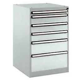 Manuflex Stationär Schubfachschrank 6 Schubfächer BASETEC Hellgrau 500 x 580 x 800 mm