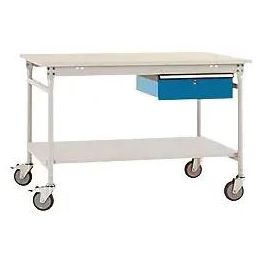 Manuflex Beistelltisch Mobil Basis Melamin Brillantblau 1.500 x 800 x 850 mm