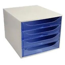 Exacompta Classic Schubladenbox Kunststoff Blau, Grau 4 Schübe 28,4 x 34,8 x 23,4 cm DIN A4+