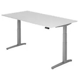 Hammerbacher XBHM VXBHM Elektrisch Höhenverstellbar Sitz-Stehschreibtisch Rechteckig Weiß C-Fuß 2.000 (B) x 1.000 (T) x 1.290 (H) mm Spanplatte, Stahl, Aluminium