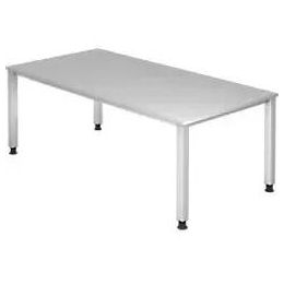 Hammerbacher Q Series VQS Höhenverstellbar Schreibtisch Rechteckig Grau 4 Metallfüße 2.000 (B) x 1.000 (T) x 810 (H) mm Spanplatte, Stahl