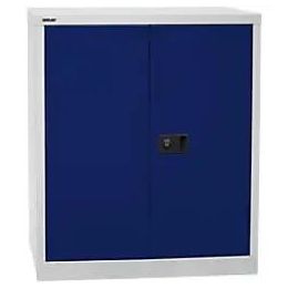 Bisley Universal Flügeltürenschrank Stahl 1 Fachboden abschließbar 914 x 400 x 1.000 mm Blau, Hellgrau