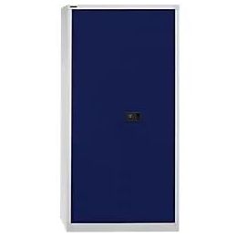 Bisley Universal Flügeltürenschrank Stahl 4 Fachböden abschließbar 914 x 400 x 1.950 mm Blau, Hellgrau