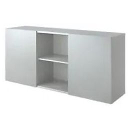 Hammerbacher Schiebetürenschrank Spanplatte 1 Fachboden 1.600 x 420 x 748 mm Grau, Silber