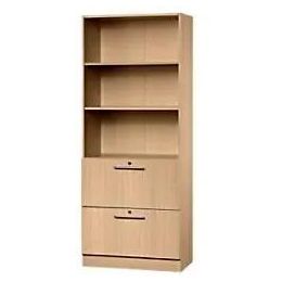 Hammerbacher Matrix Melaminharzbeschichtete Spanplatte Aktenschrank 2 Fachb&ouml;den 800 x 420 x 2.004 mm Braun Buche