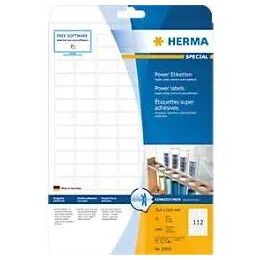 Herma Power Etiketten 10916 Wei&szlig; Rechteckig Stark selbstklebend DIN A4 25,4 x 16,9 mm 25 Blatt &agrave; 112 Etiketten